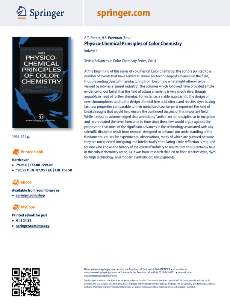Physico-Chemical Principles of Color Chemistry | PDF | Dye | Science
