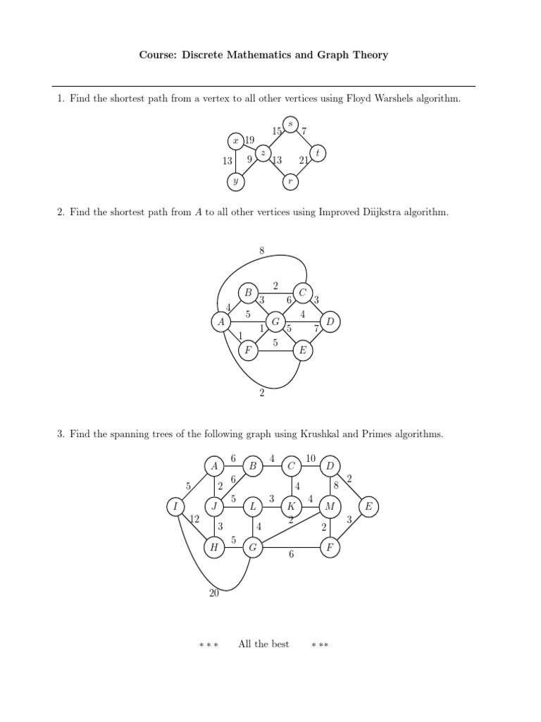 Assignment IV | PDF | Vertex (Graph Theory) | Mathematical Concepts