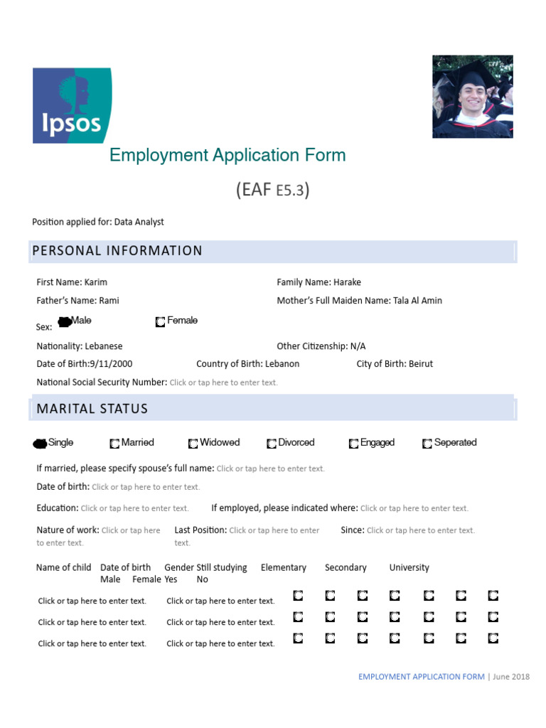 EMPLOYMENT Application Form - 190224 | PDF