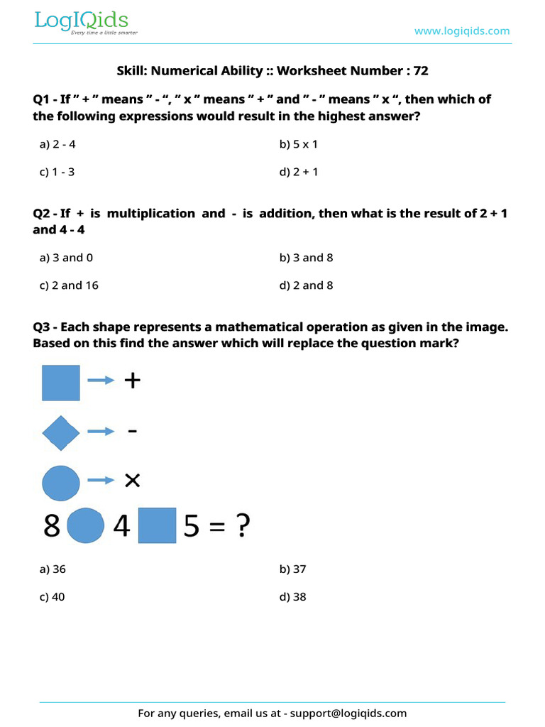 Worksheet (86) Logiquids Mental Ability Worksheet | PDF