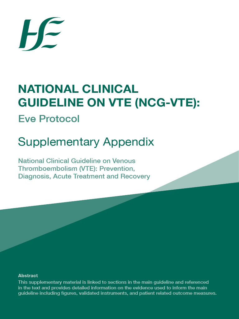 VTE Clinical Guideline Supplementary Data | PDF | Thrombosis | Diseases ...