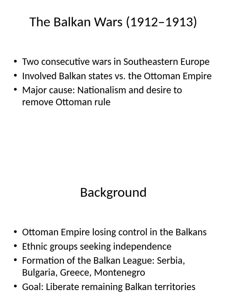 Balkan Wars Presentation | PDF
