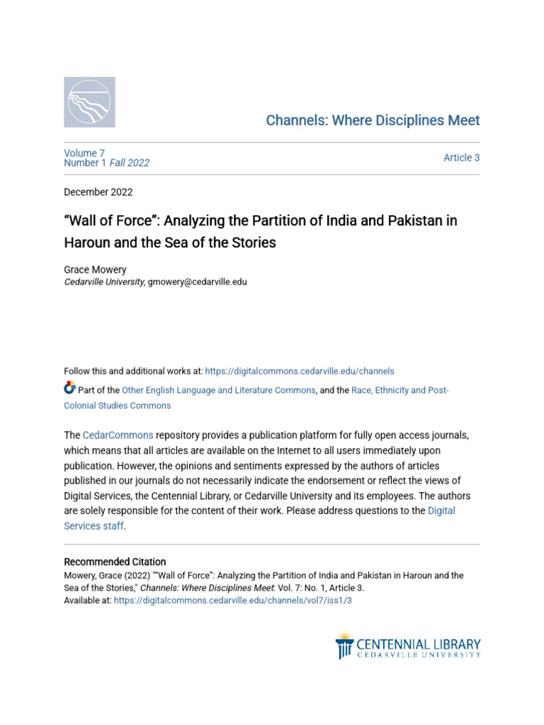 Wall of Force - Analyzing The Partition of India and Pakistan in | PDF ...