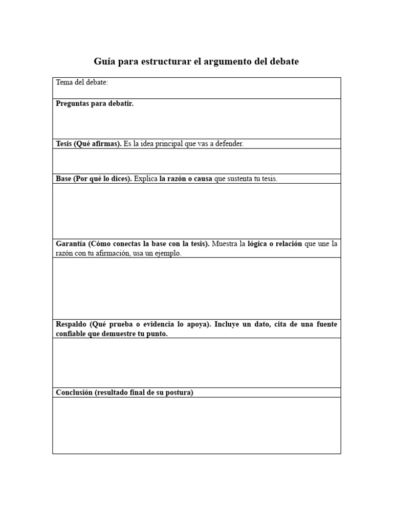 Guía para Estructurar El Argumento Del Debate | PDF