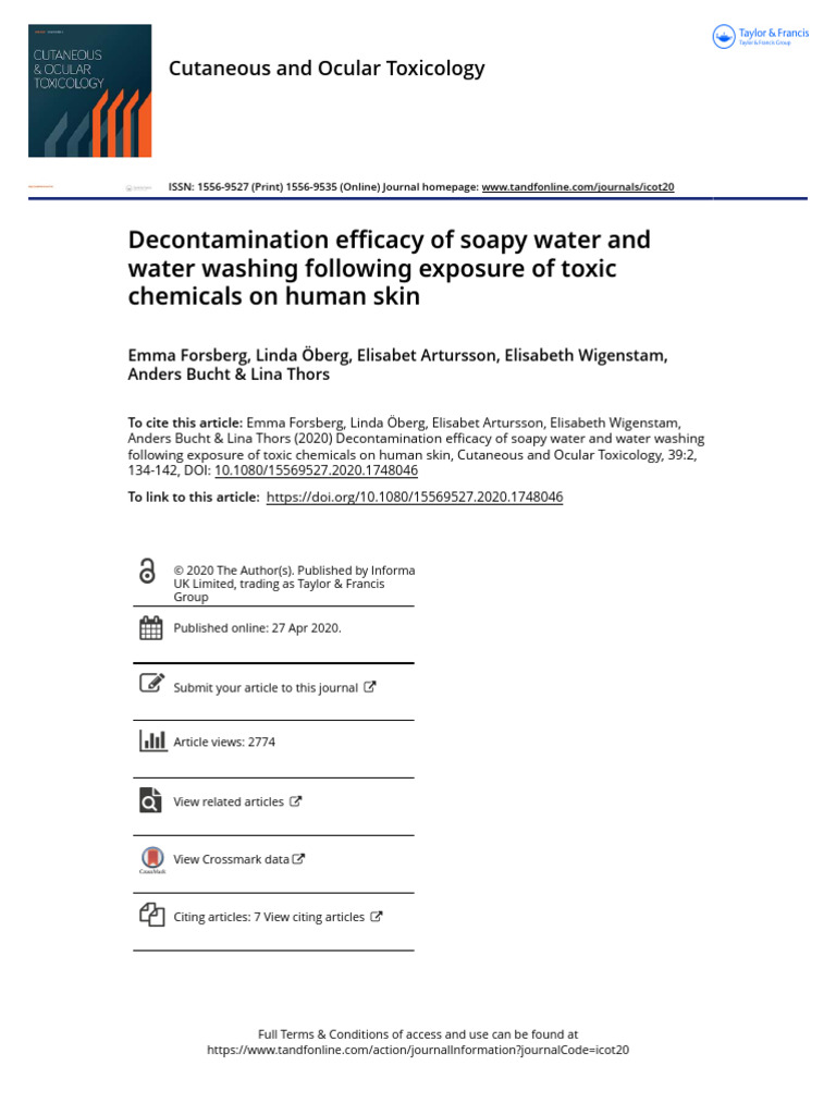 Decontamination Efficacy of Soapy Water and Water Washing Following ...