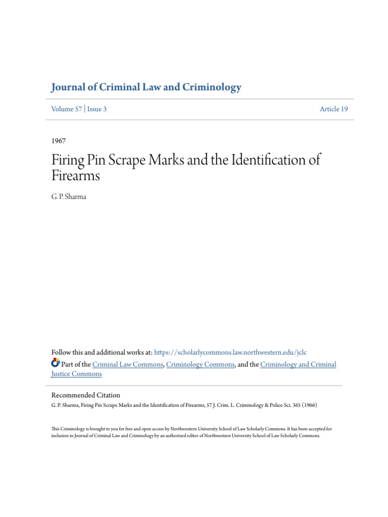 Firing Pin Scrape Marks and The Identification of Firearms | PDF ...