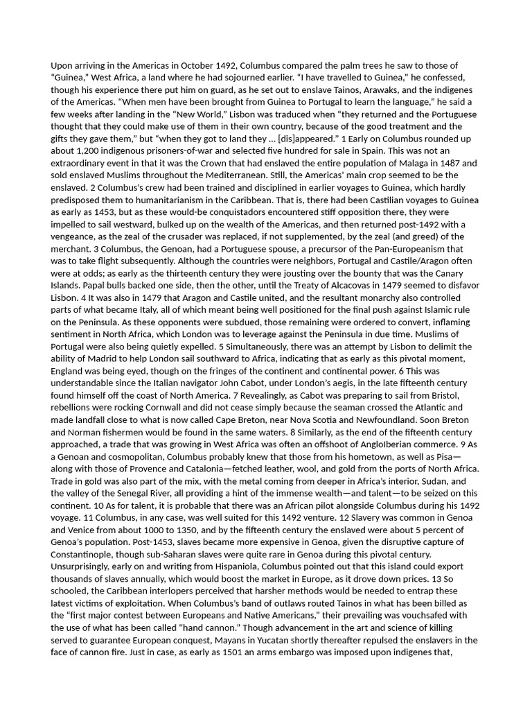 Columbus's Enslavement of Indigenous Peoples | PDF | Christopher ...