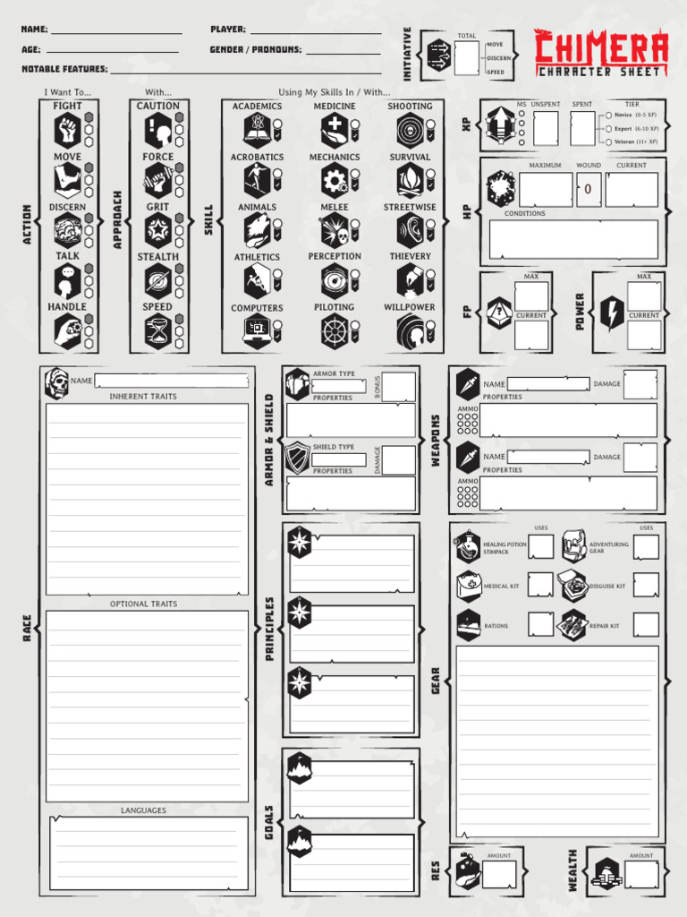 Character Sheet for RPG Players | PDF | Gaming | Role Playing Games