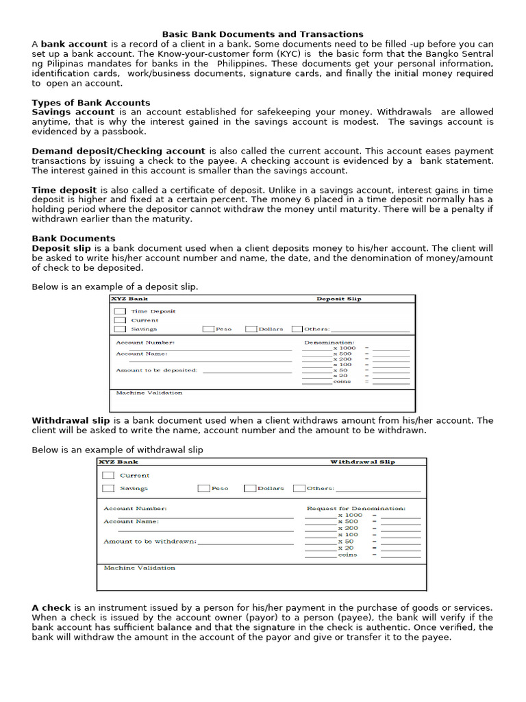 Understanding Bank Accounts and Documents | PDF | Cheque | Banks