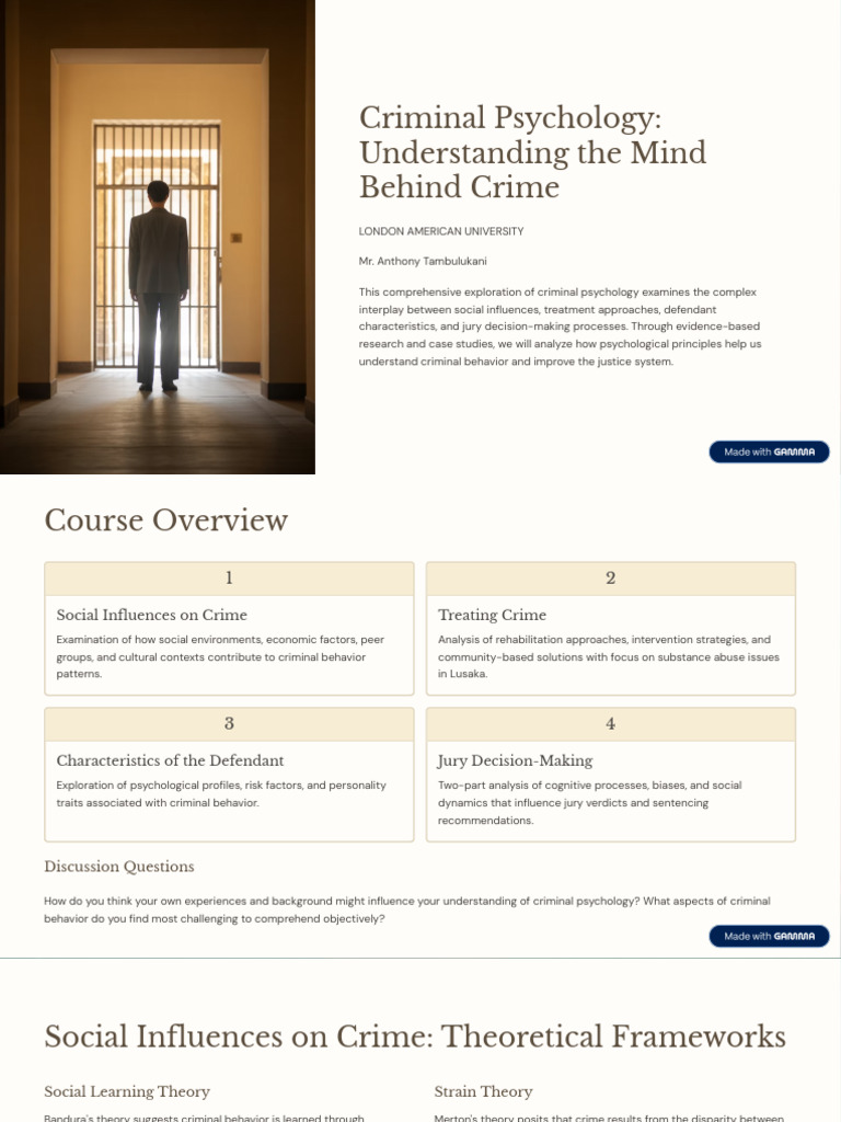 Criminal Psychology: Insights on Crime | PDF | Psychopathy | Crimes