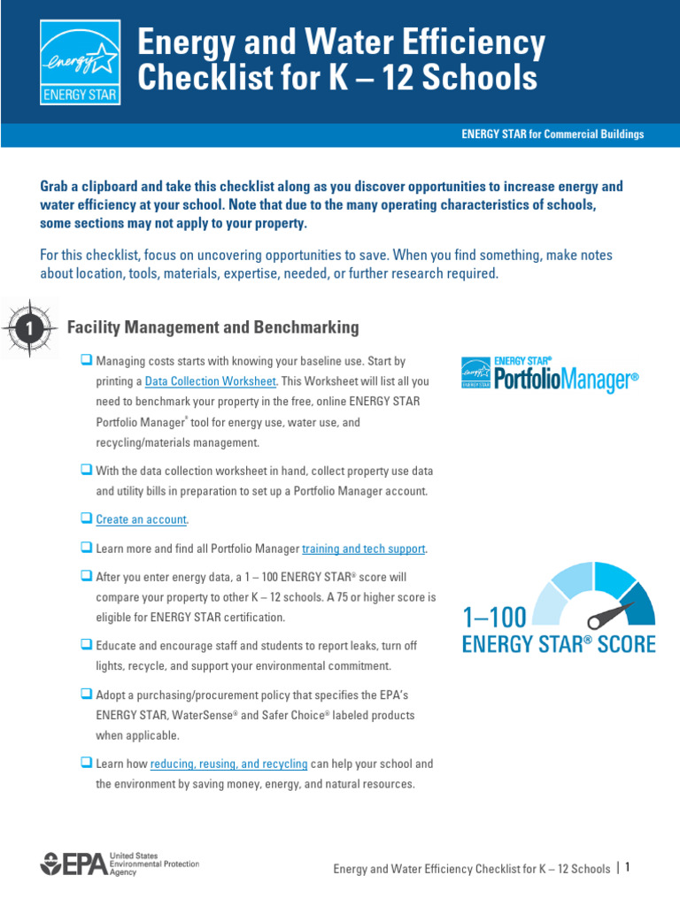 Energy Checklist K-12 New 2024 | PDF | Boiler | Lighting