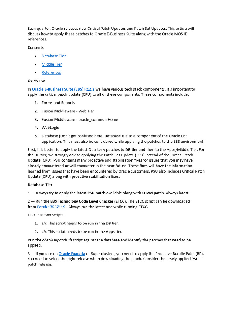 Oracle EBS R12.2 Patching | PDF | Oracle Database | Software