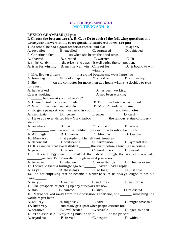 ĐỀ THI HỌC SINH GIỎI | PDF | Comic Strips | Comics