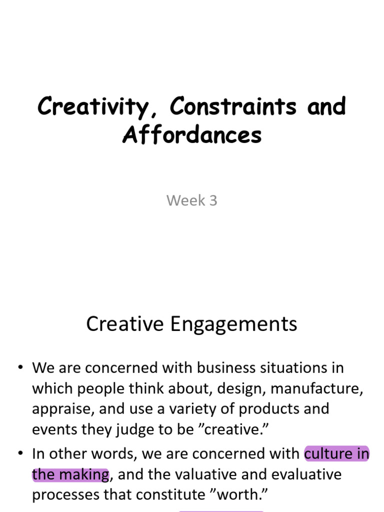Creativity, Constraints and Affordances | PDF