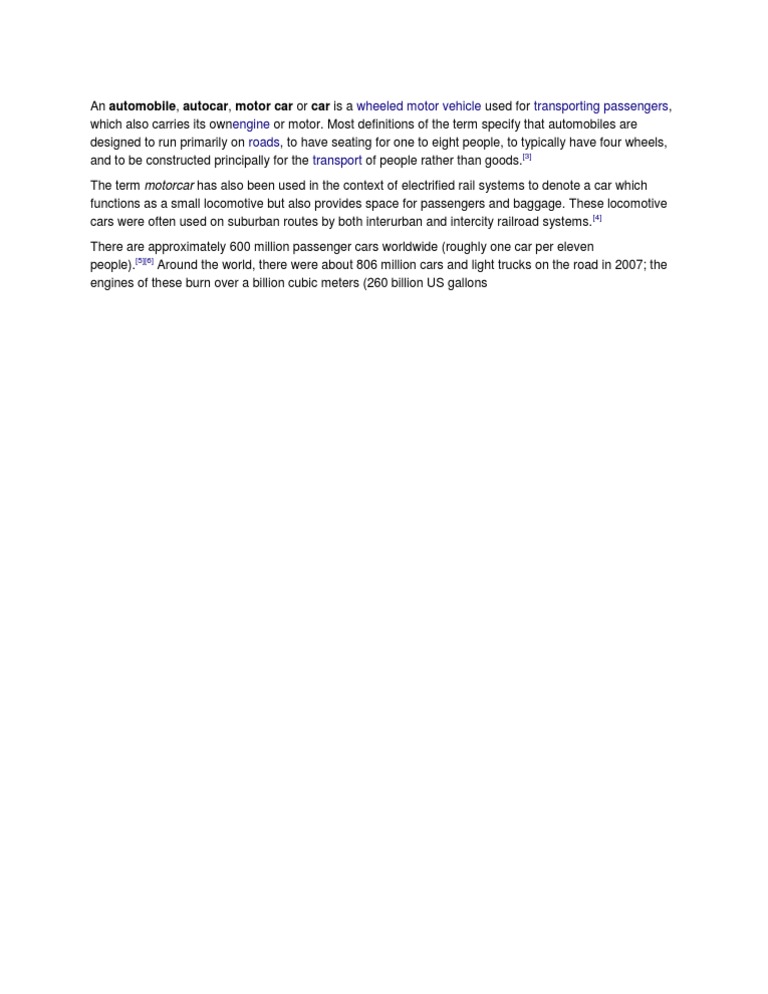 Overview of Automobiles and Their Use | PDF | Travel