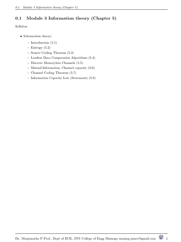 Module 3 Information Theory | PDF | Information | Data Compression