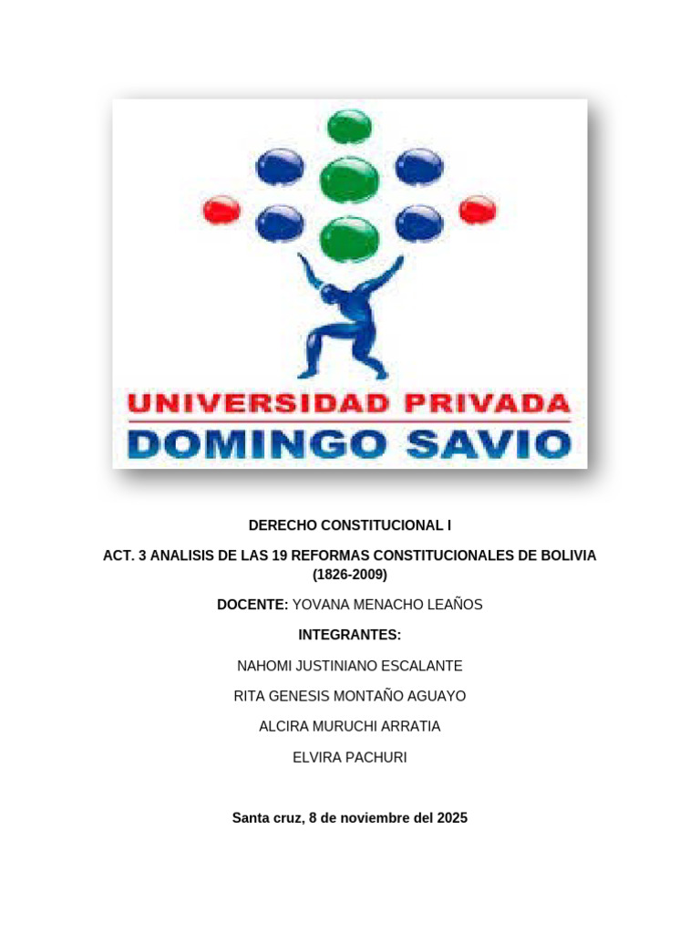 Reformas Constitucionales en Bolivia (1826-2009) | PDF | Bolivia ...