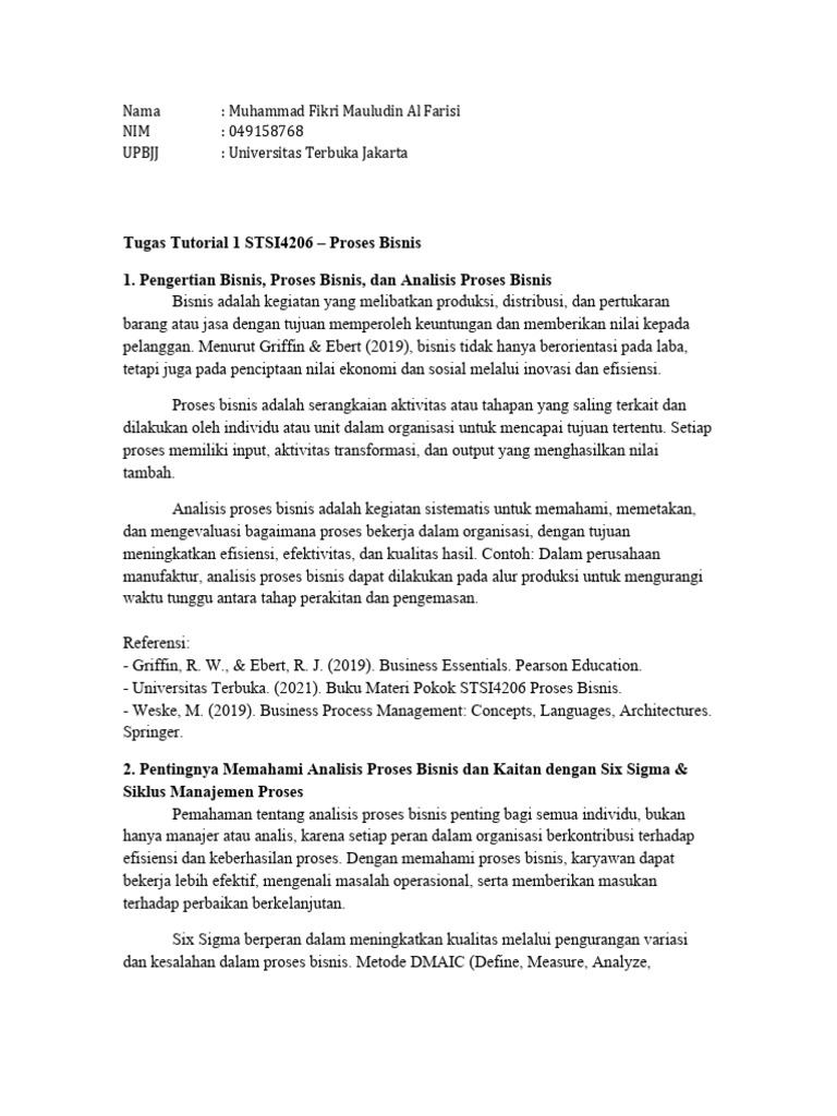 Analisis Proses Bisnis dan Six Sigma | PDF