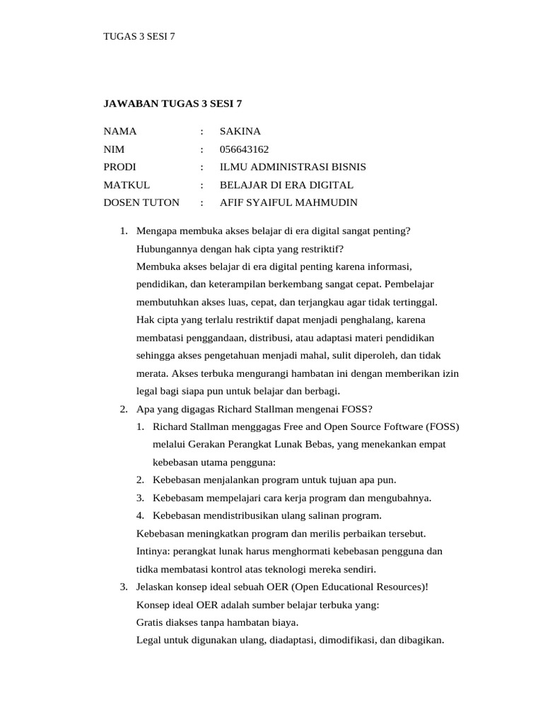 Pentingnya Akses Belajar Digital dan FOSS | PDF