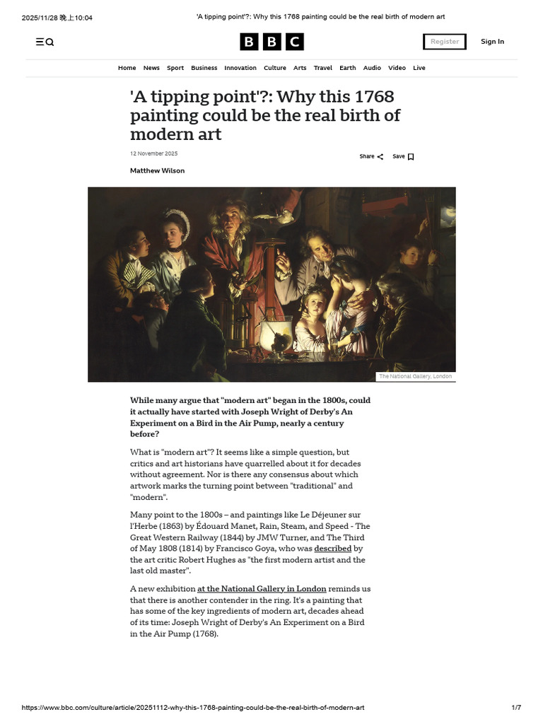 'A Tipping Point' - Why This 1768 Painting Could Be The Real Birth of ...