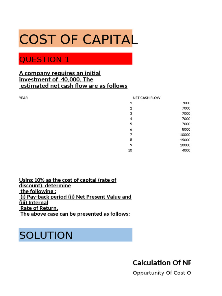 Aditya Sahu Working Capital Estimation | PDF | Cost Of Capital | Net ...