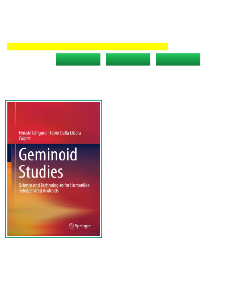 Geminoid Studies Hiroshi Ishiguro Ebook Signature Edition | PDF ...