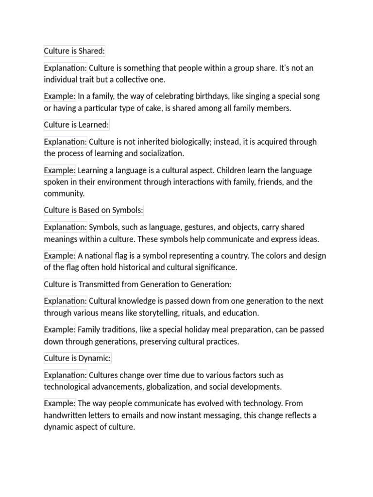 Key Characteristics of Culture Explained | PDF | Traditions | Learning