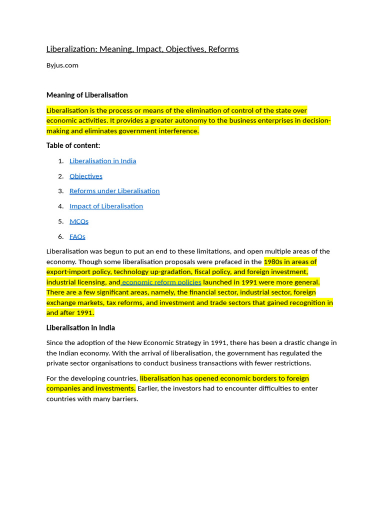Liberalization | PDF | Political Economy | Trade