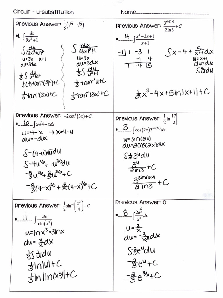 Circuit U-Substitution Examples | PDF