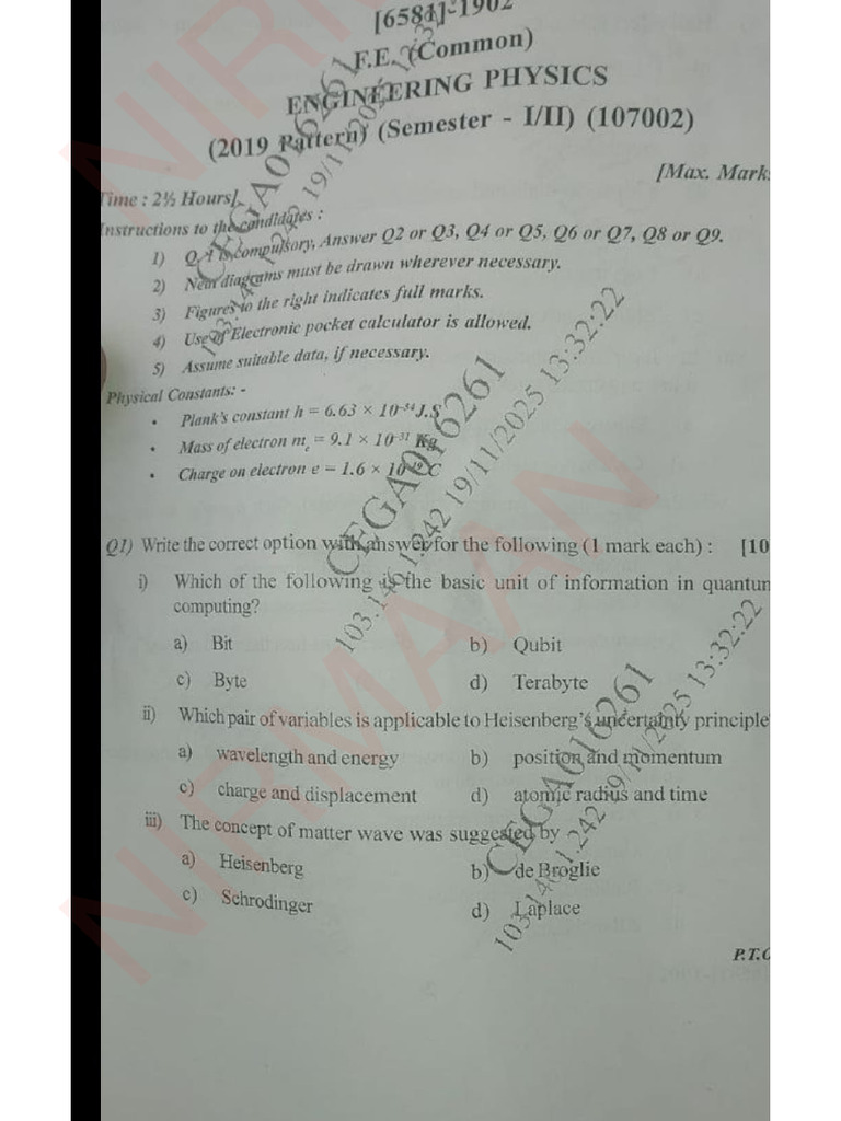 Physics Today's Paper Sppu University | PDF