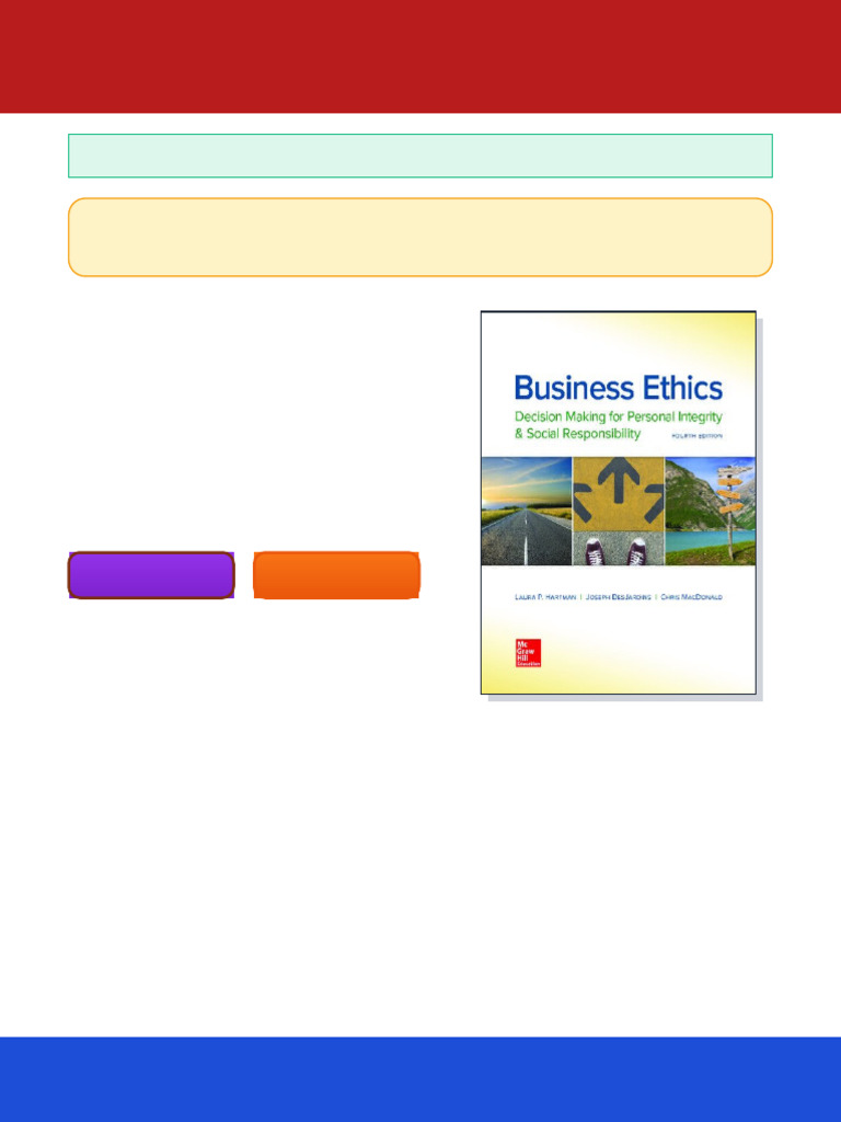 Business Ethics: Decision Making for Personal Integrity & Social ...