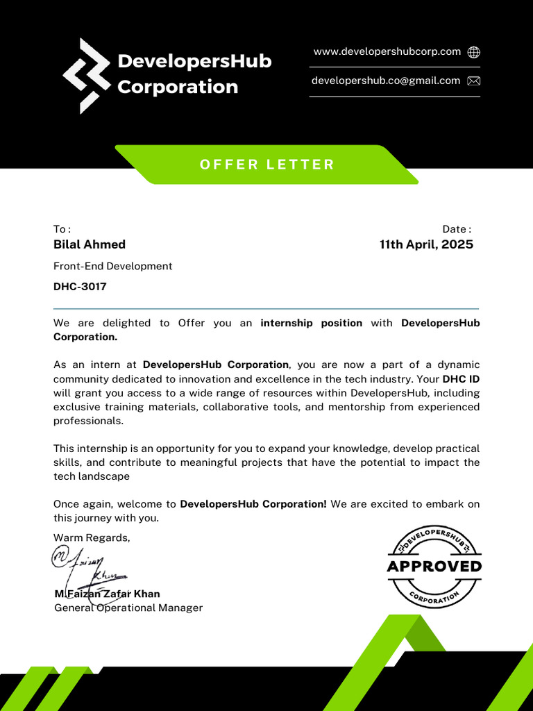 Internee's Offer Letters - 18 | PDF
