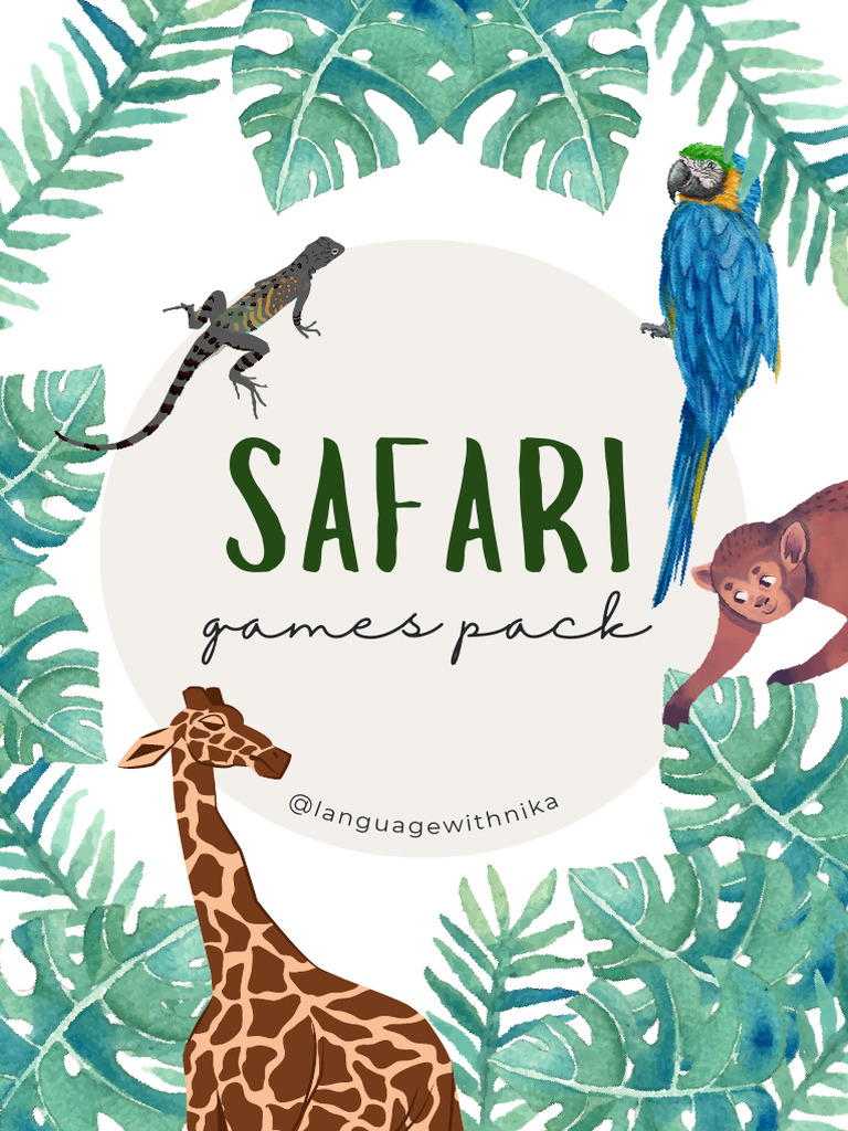 Safari Animal Flashcards Game Pack | PDF