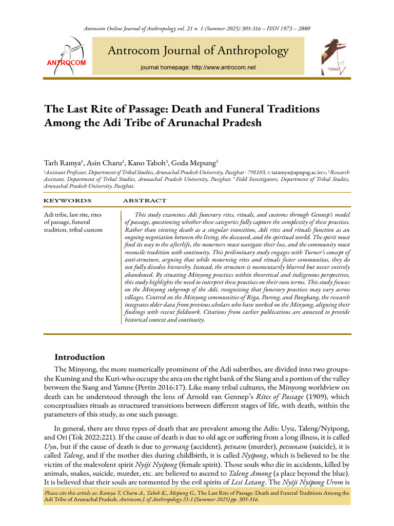 Adi Tribe Funeral Traditions Explained | PDF | Rituals | Funeral