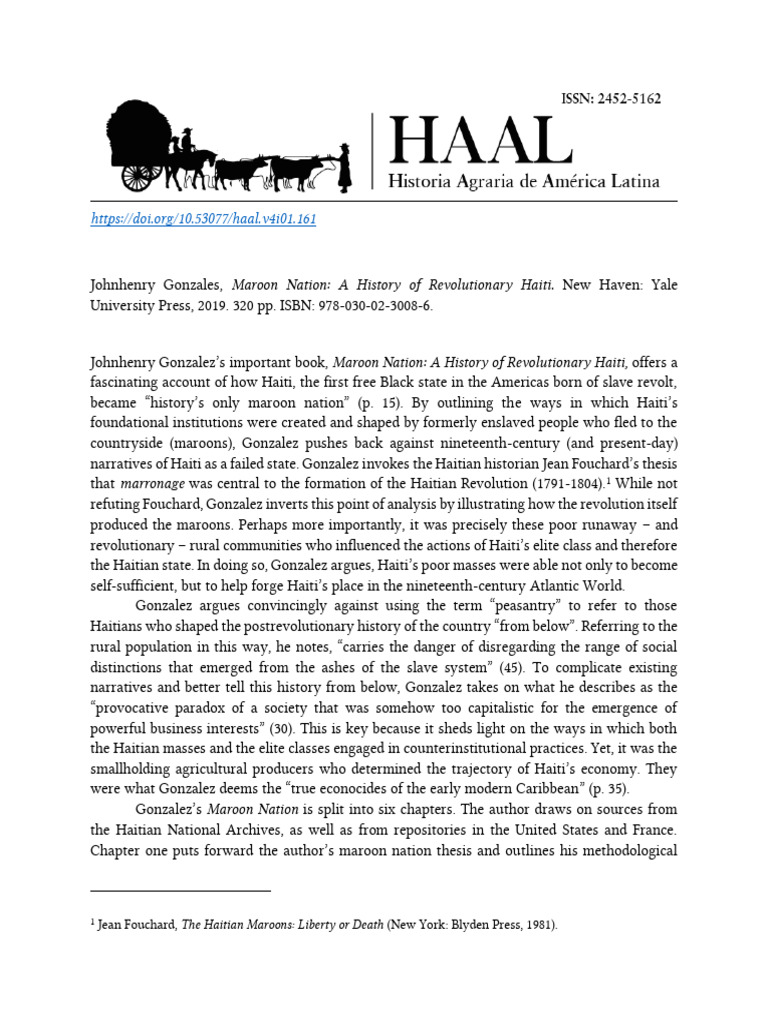 Maroon Nation: A History of Revolutionary Haiti.: Jean Fouchard, (New ...