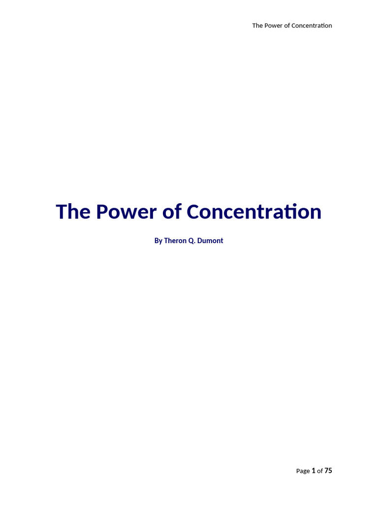 Mastering Concentration for Success | PDF | Mind | Thought