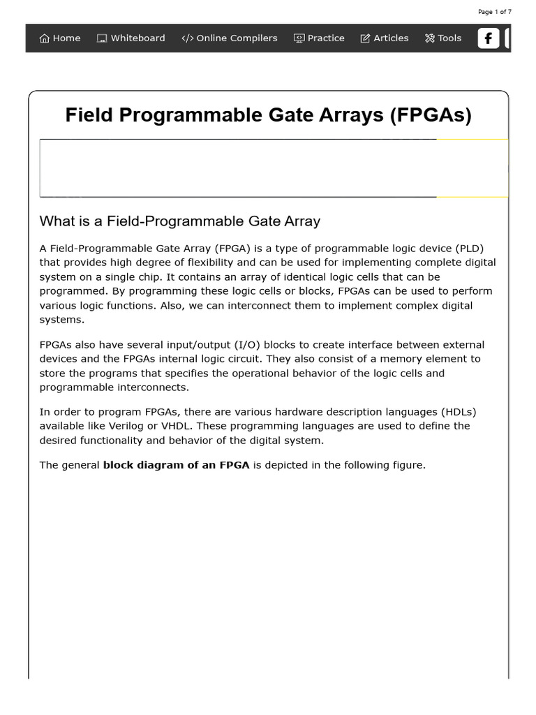 Field Programmable Gate Arrays (FPGAs) | PDF | Field Programmable Gate Array | Logic Gate