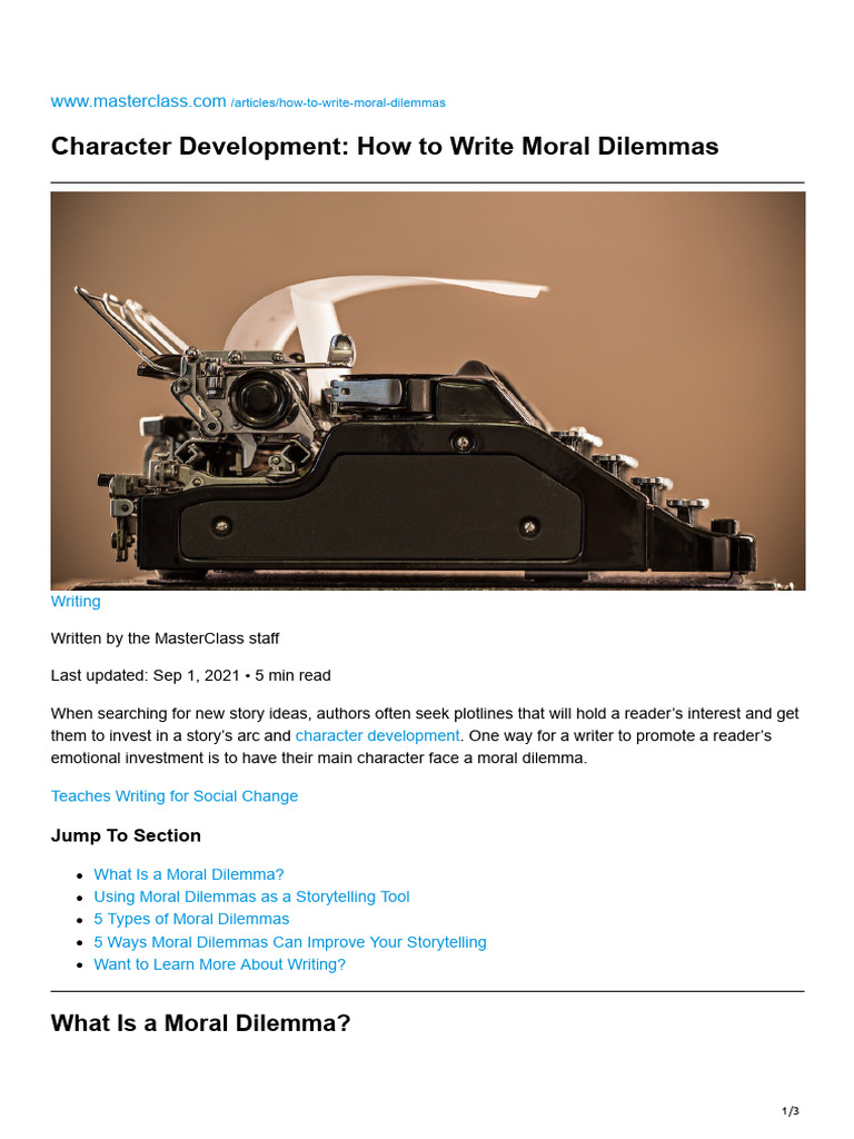 Masterclass.com-Character Development How to Write Moral Dilemmas | PDF ...