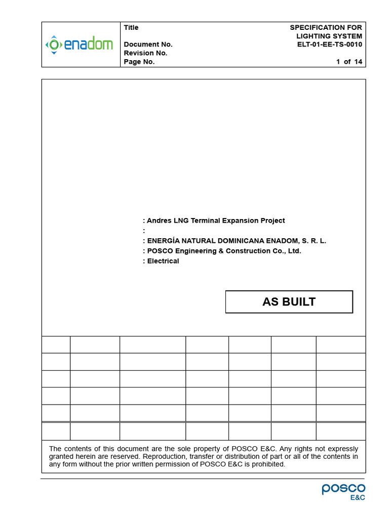 ELT 01 EE TS 0010 - Specification For Lighting System | PDF ...