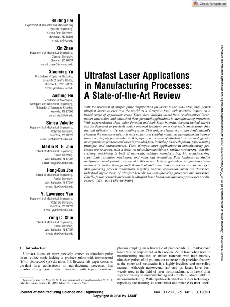 Laser Applications | PDF | Laser | Ultrashort Pulse