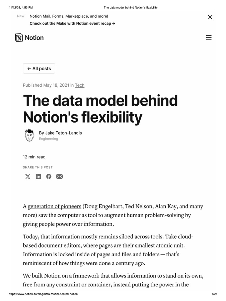 Notion's The Data Model Behind Flexibility | PDF