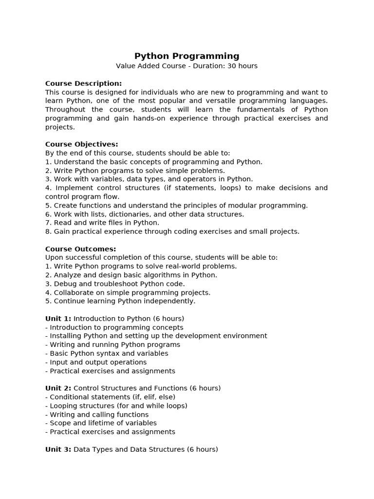 VAC Python Programming | PDF | Python (Programming Language) | Control Flow