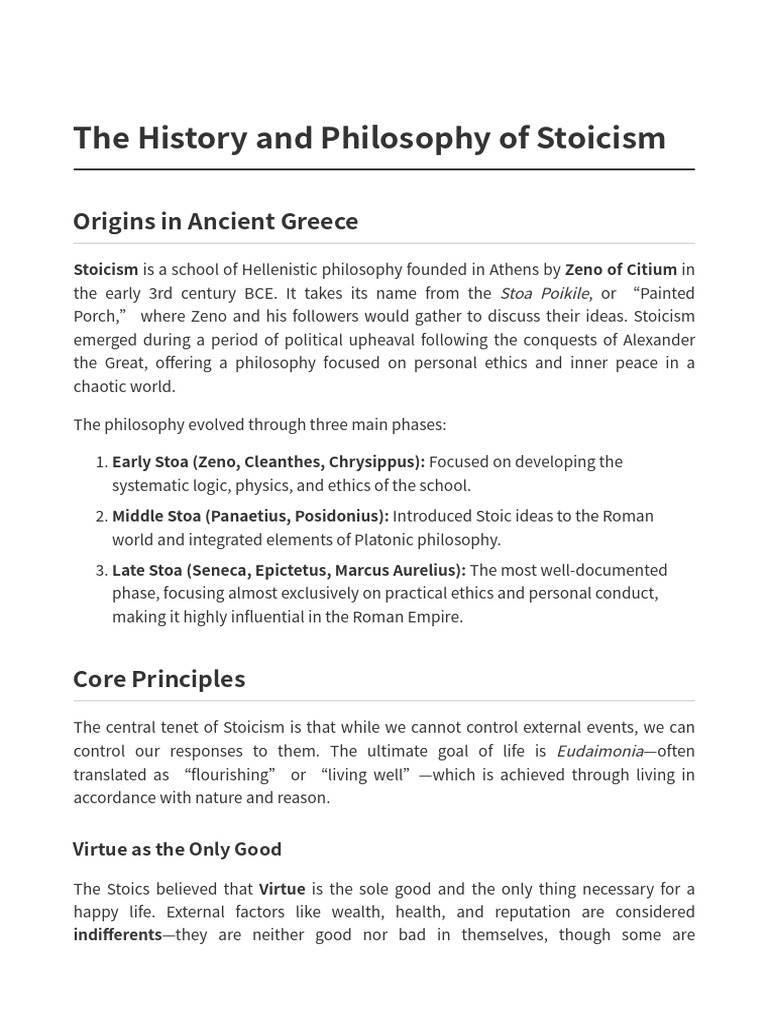 Understanding Stoicism: History & Principles | PDF | Stoicism