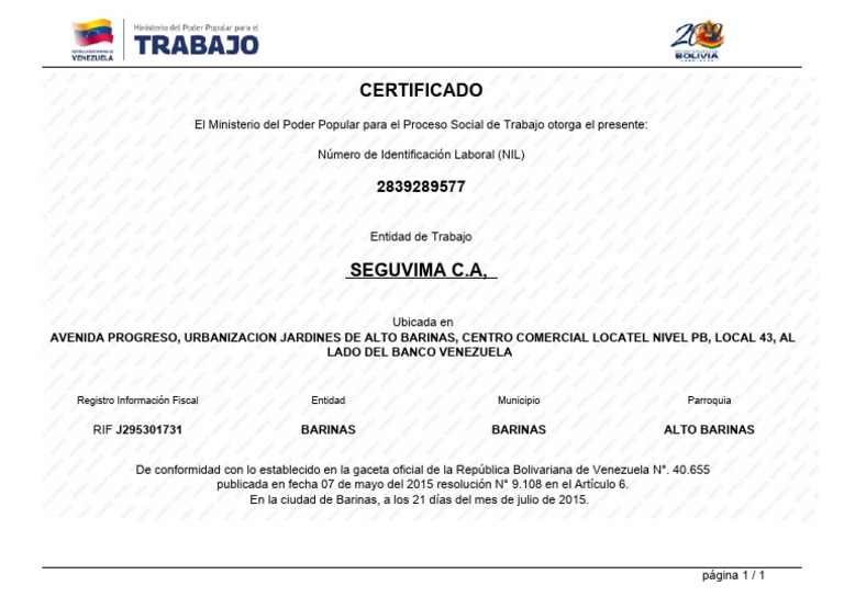 Certificado de Identificacion Laboral - Certificado - de ...