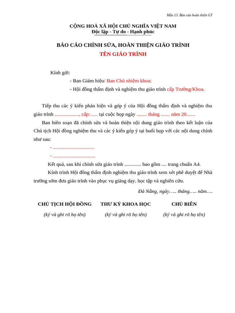 G13. Bao Cao Hoan Thien GT | PDF