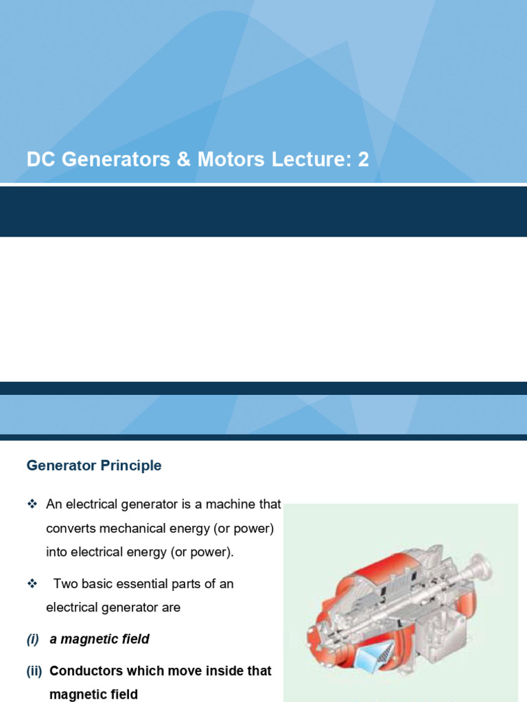 DC Generators & Motors Lecture - 2 | PDF | Electric Generator ...