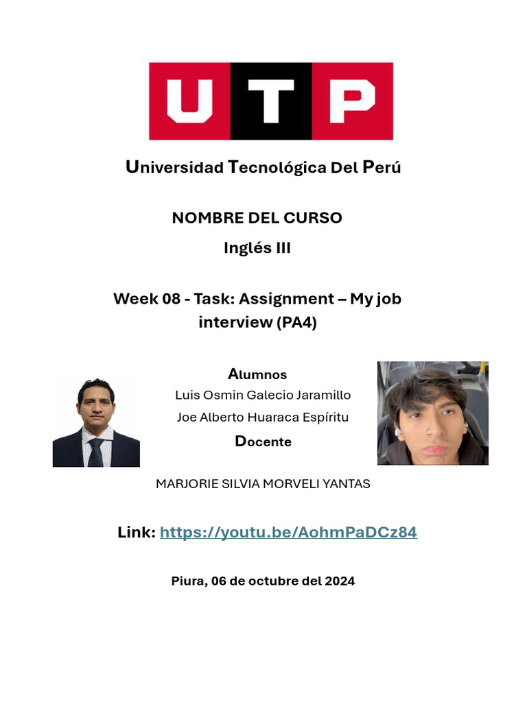 Week 08 - Assignment - My Job Interview | PDF | Human Communication ...