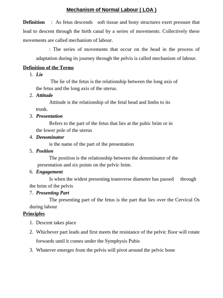 Mechanism of Normal Labour | PDF | Pelvis | Anatomical Terms Of Motion