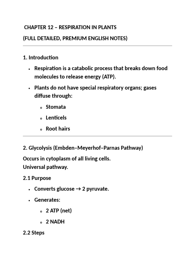 CH 12 - Biology Notes Class 11 Cbse 2025-26 Ncert Based Notes | PDF ...