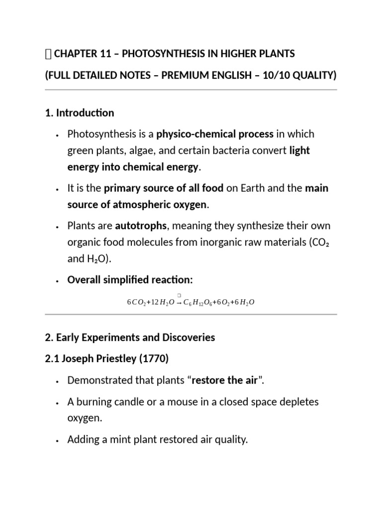 CH 12 - Biology Notes Class 11 Cbse 2025-26 Ncert Based Notes | PDF ...